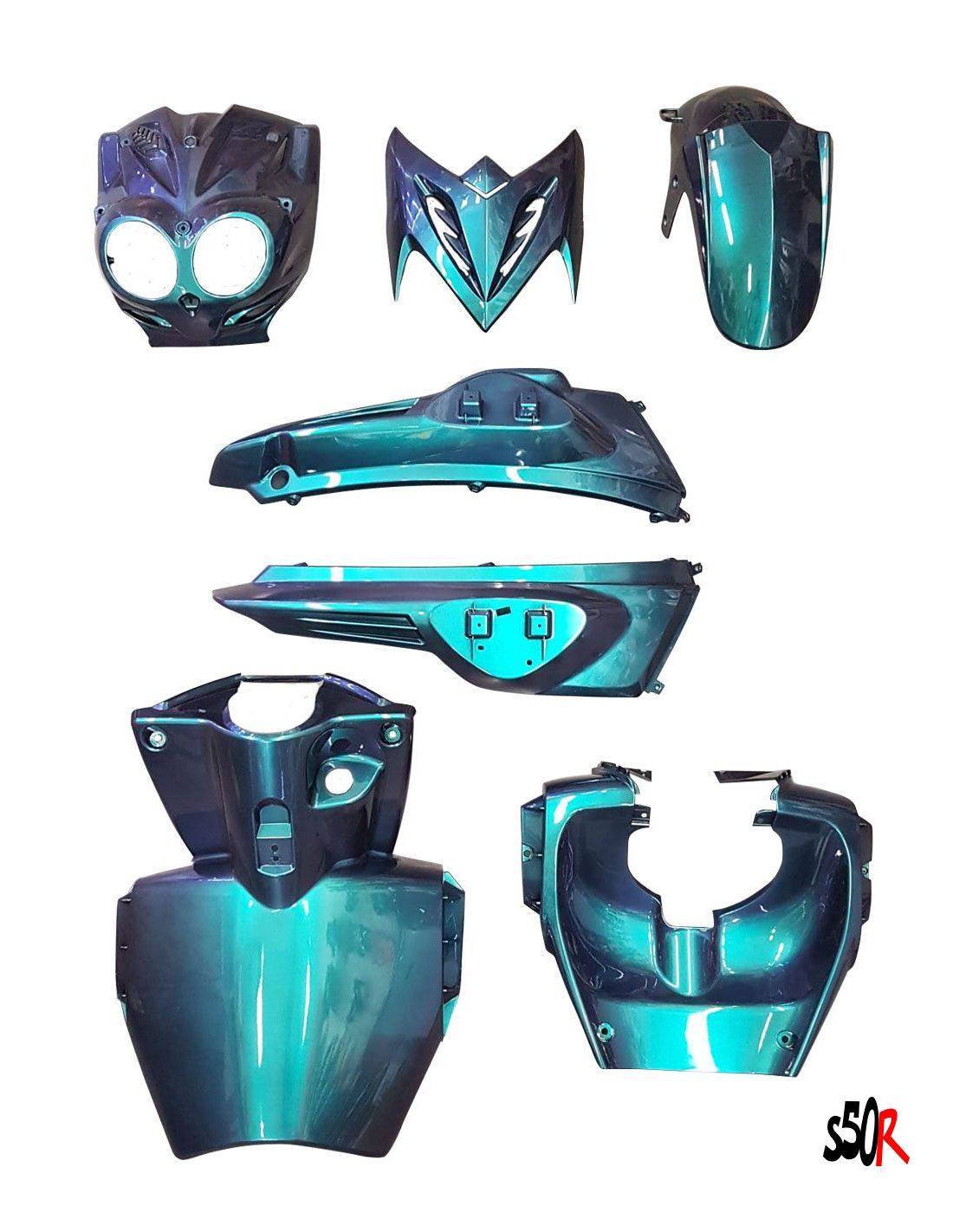 Kit carénage MBK Stunt Yamaha slider - bleu caméléon